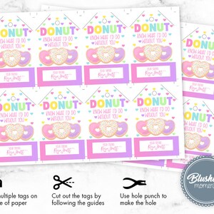 EDITABLE Donut Valentines Day Tags, Printable Valentine, Classroom ...