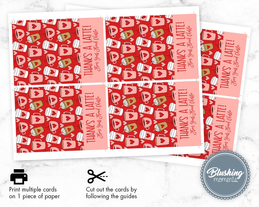COOKIE CARDS Valentines Day- Thanks A Latte Coffee Mini Cookie Card ...