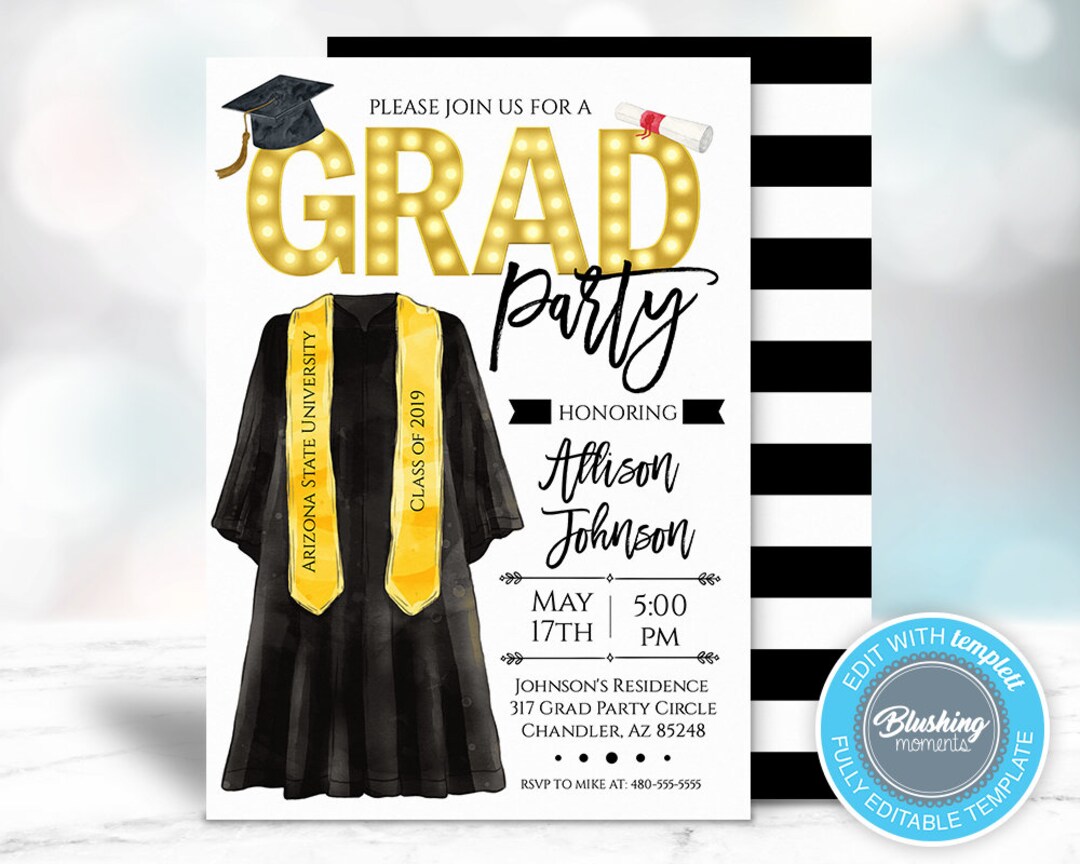 EDITABLE Graduation Party Invitation, Class of 2025 Invitations, 2025 ...