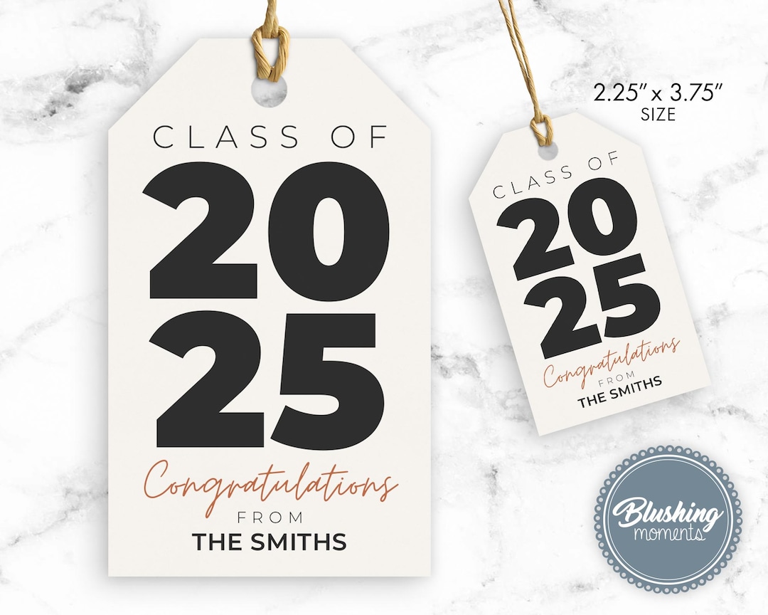 Class of 2025 Graduation Gift Tag – Light Neutral Printable, Editable ...