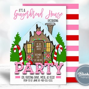 EDITABLE Christmas Birthday Invitation Set, Gingerbread House ...