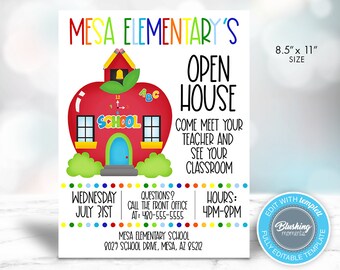 EDITABLE School Flyer School Open House Poster Sign PTO Back | Etsy