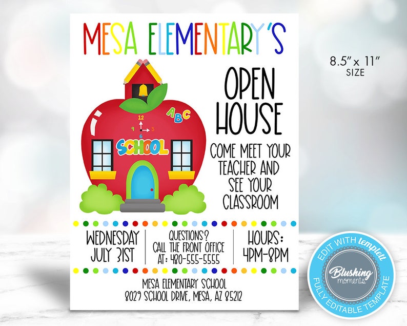 EDITABLE School Flyer, School Open House Poster Sign, PTO Back to ...