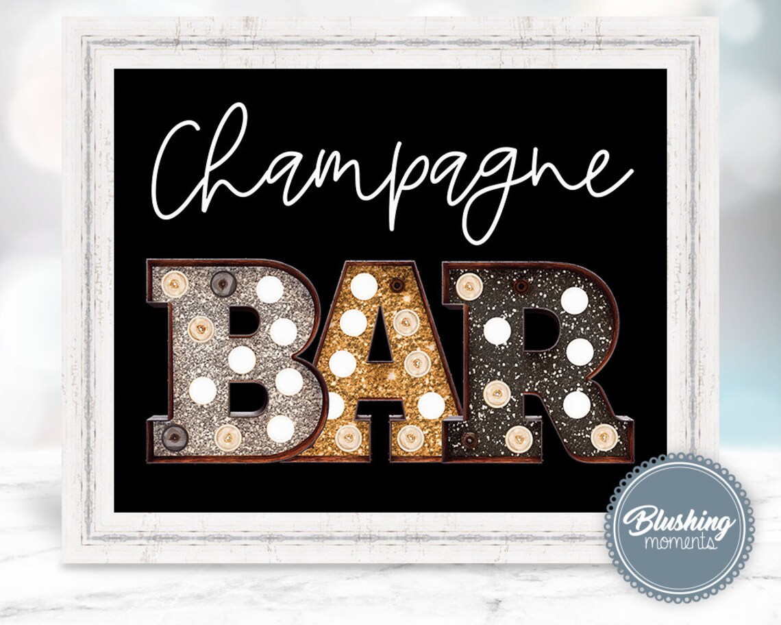 Printable Champagne Bar Sign, New Years Party Decorations, Mimosa or ...