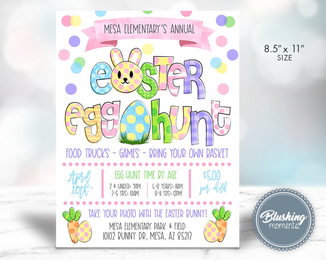Editable Easter Egg Hunt Flyer, Easter Party, Easter Invitation, Kids ...