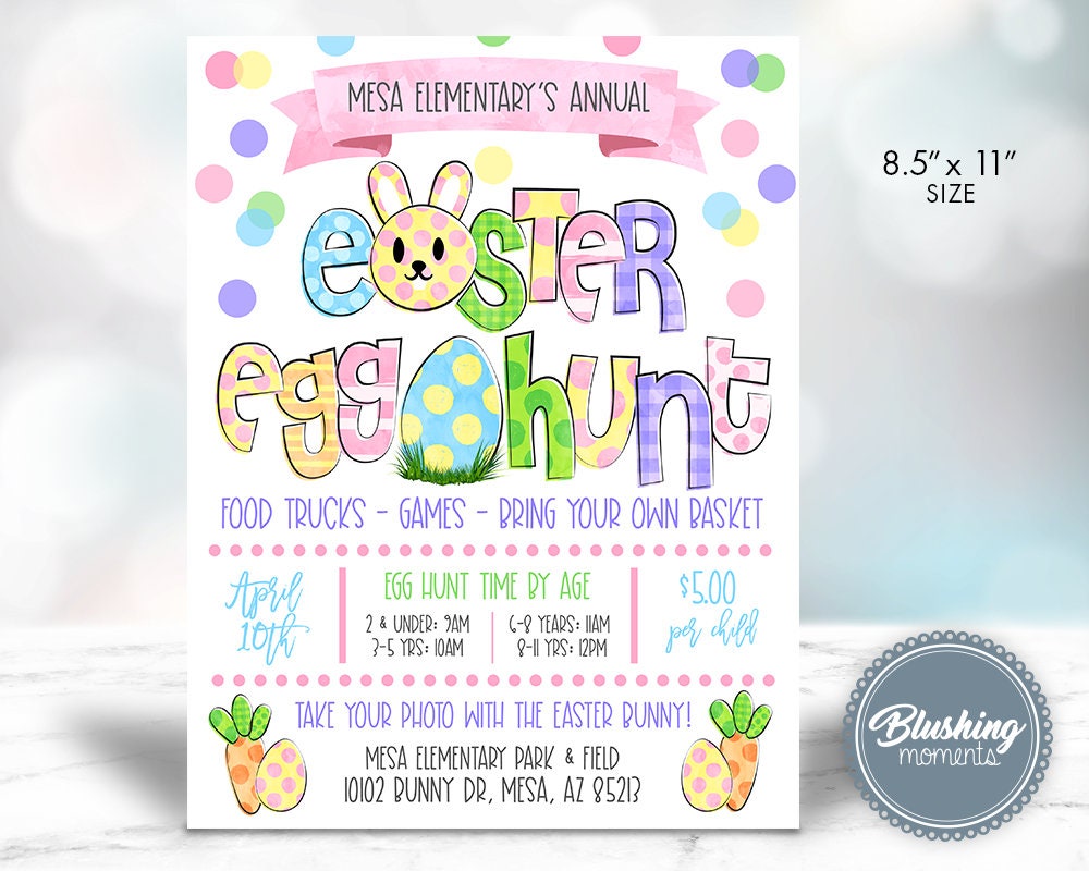 Editable Easter Egg Hunt Flyer, Easter Party, Easter Invitation, Kids ...