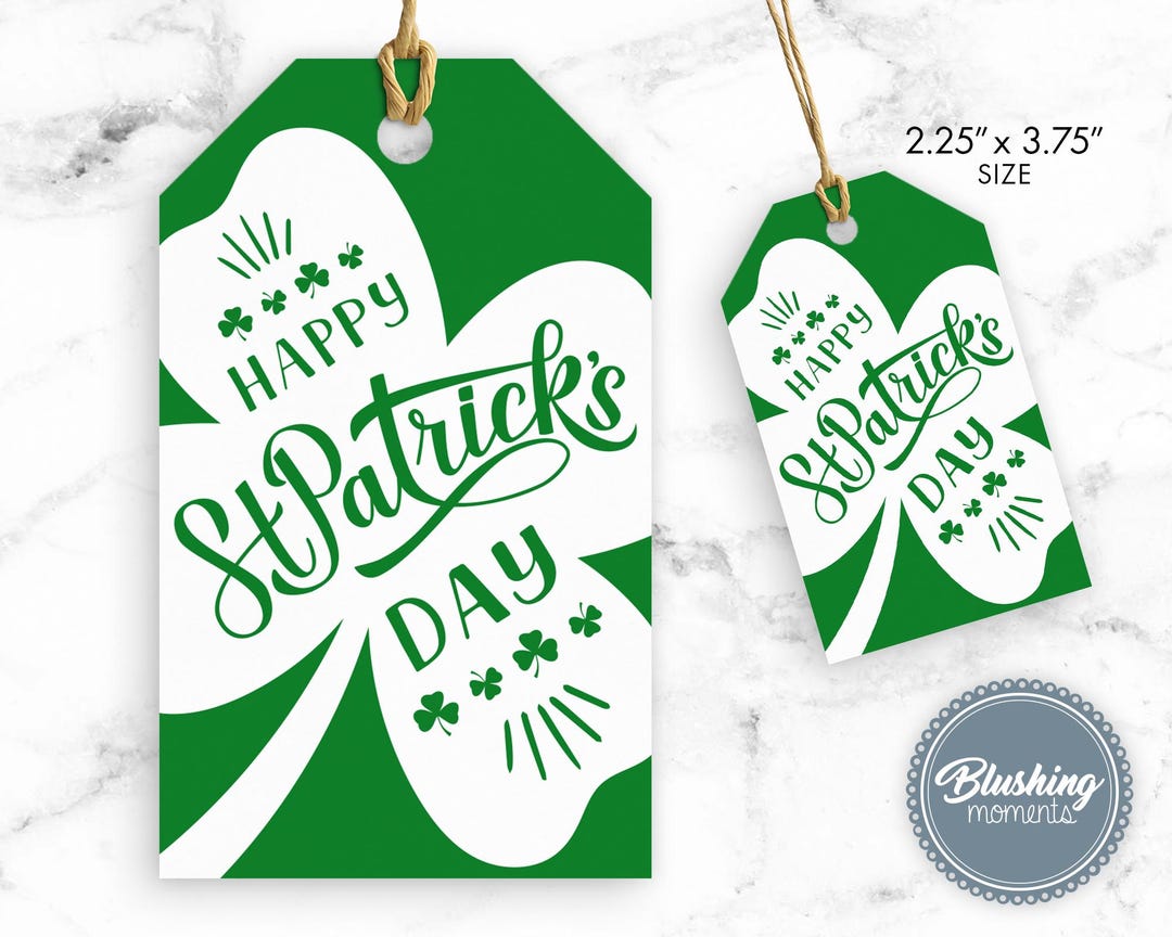 Printable Happy St Patrick's Day Gift Tags, Editable Template, Instant ...