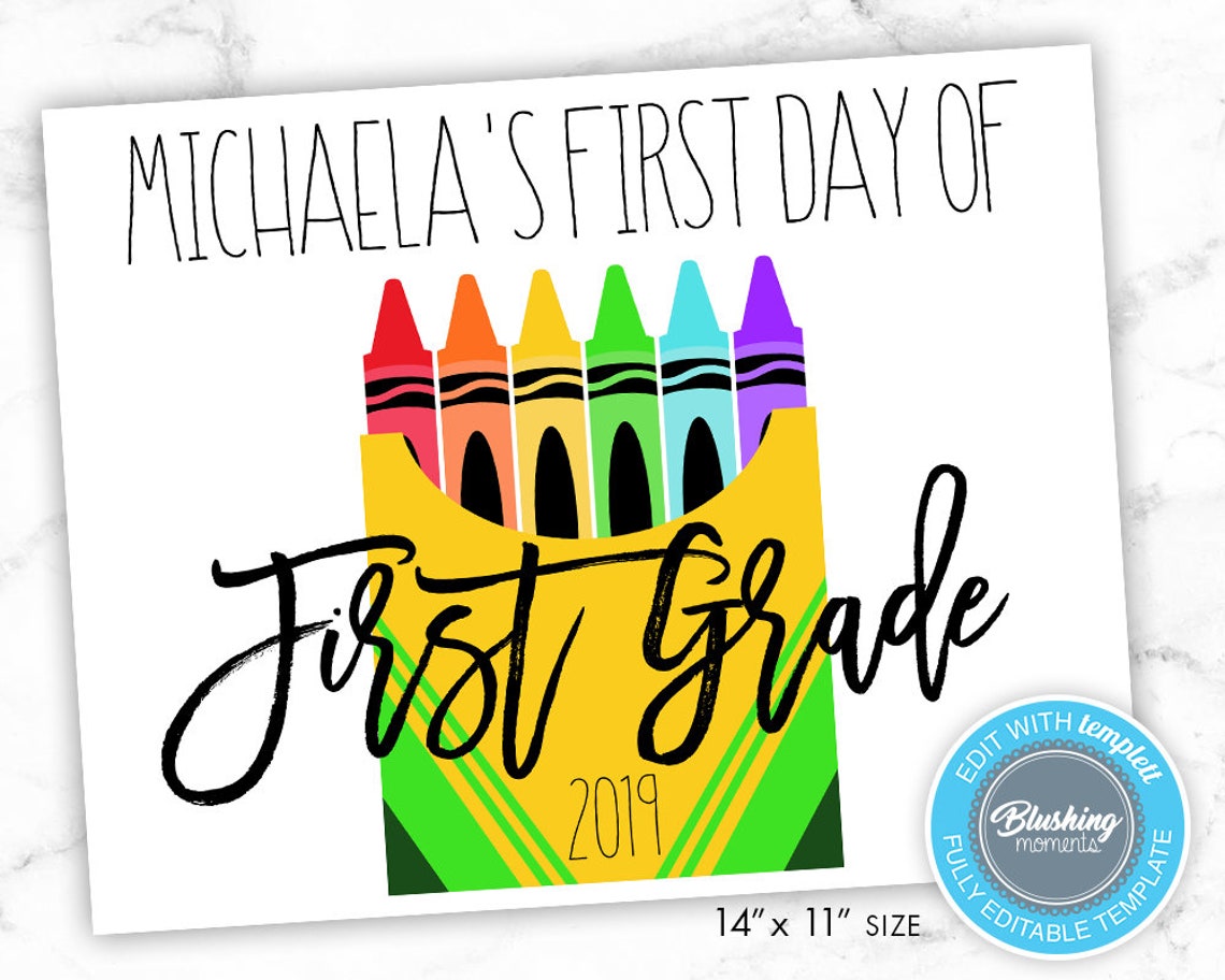 EDITABLE First Day of School Sign Printable Back to School - Etsy