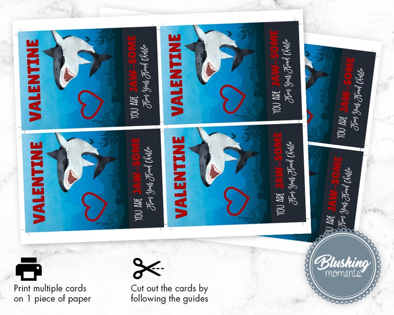 SHARK COOKIE CARDS Printable-you Are Jawsome-mini Cookie Card | Etsy