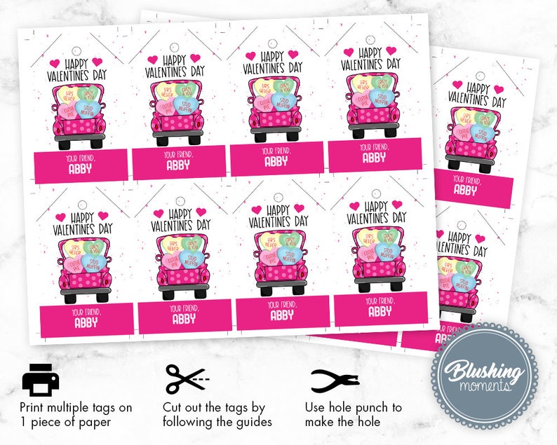 EDITABLE Valentine Favor Tags Valentines Day Truck Party Gift - Etsy