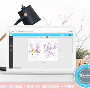 Easter Thank You Card, Printable Thank You Card, Easter Bunny Thank You ...