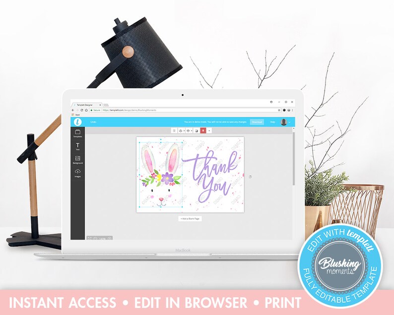 Easter Thank You Card Printable Thank You Card Easter Bunny - Etsy