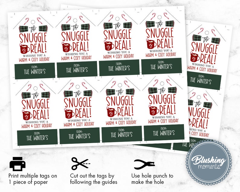 Christmas Gift Tags-the Snuggle is Real-secret Santa-white Elephant ...
