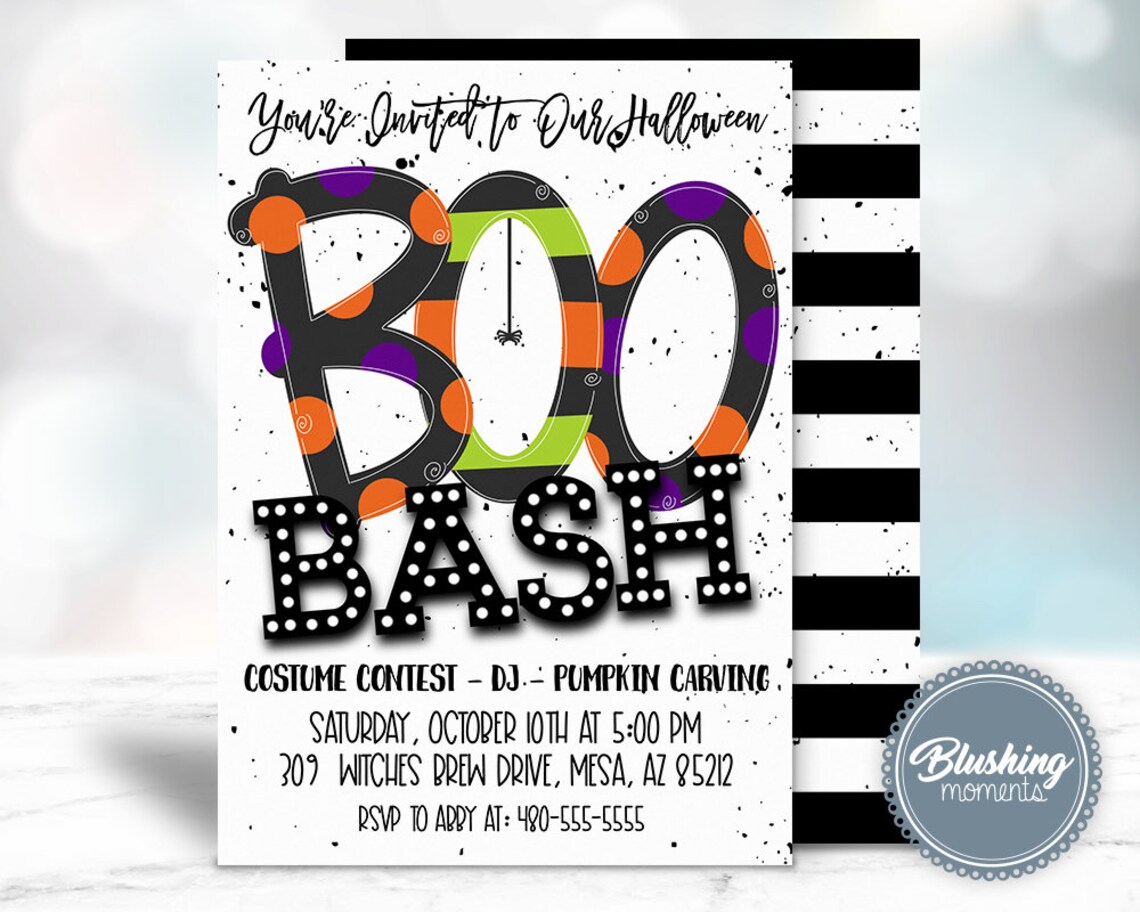 EDITABLE Boo Bash Invitation, Halloween Invitations, Ghost Invite ...