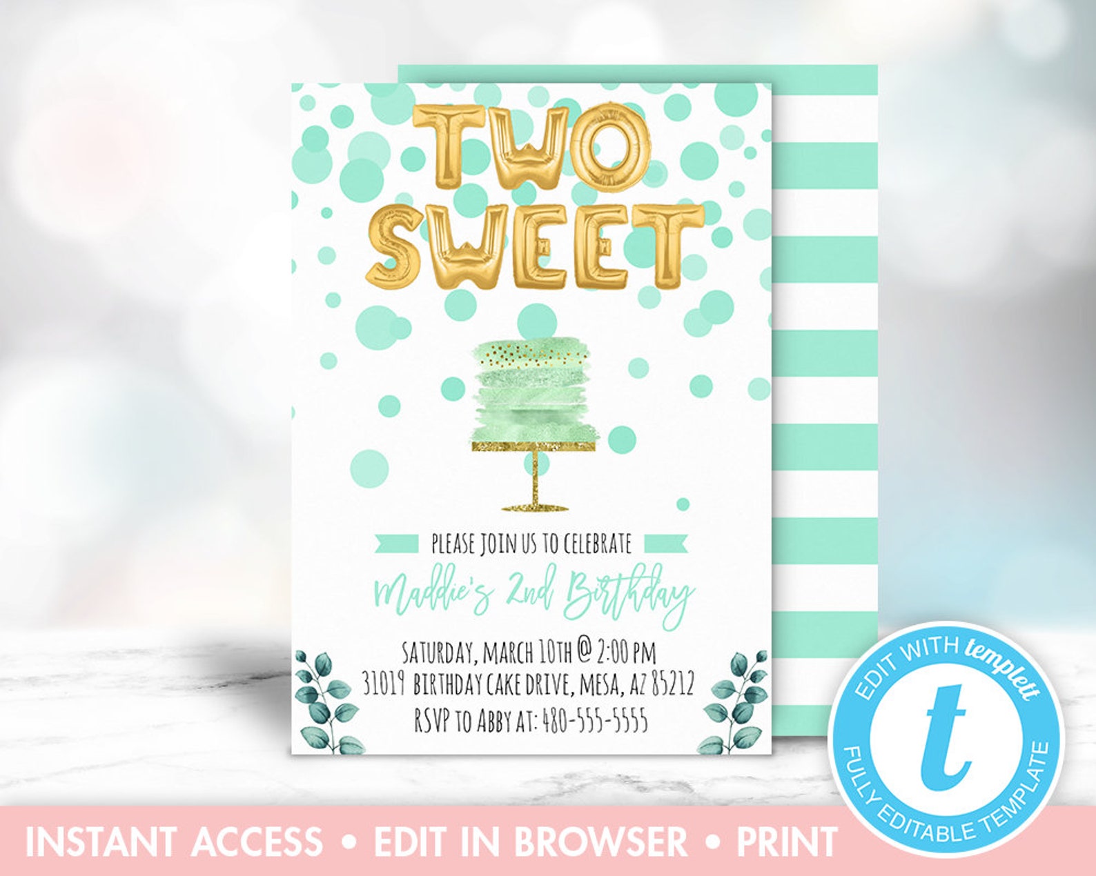 Second Birthday Invitation Two Sweet Birthday Invitations | Etsy