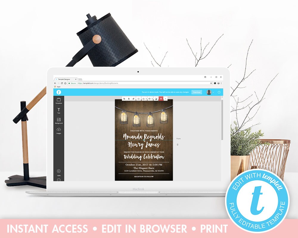 Rustic Wedding Invitation String Lights Lantern Lights - Etsy