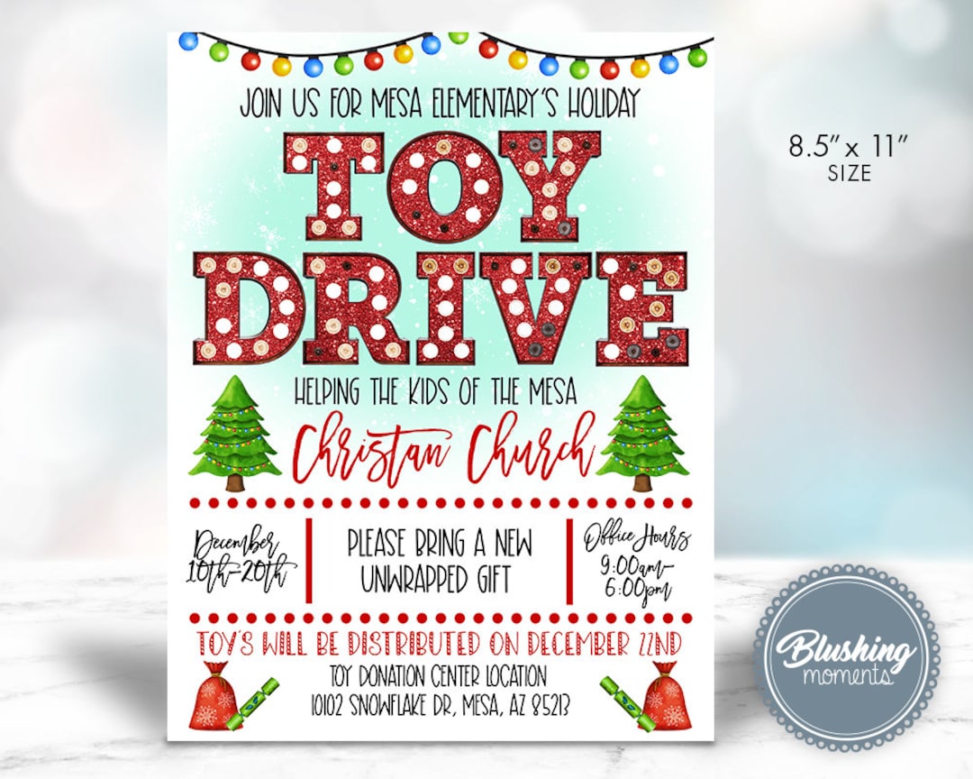 EDITABLE Holiday Toy Drive Flyer, Christmas Flyer, Chistmas Church ...