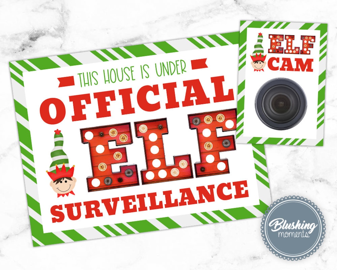 EDITABLE ELF Surveillance Sign Set, Elf Cam, This House is Under Elf ...