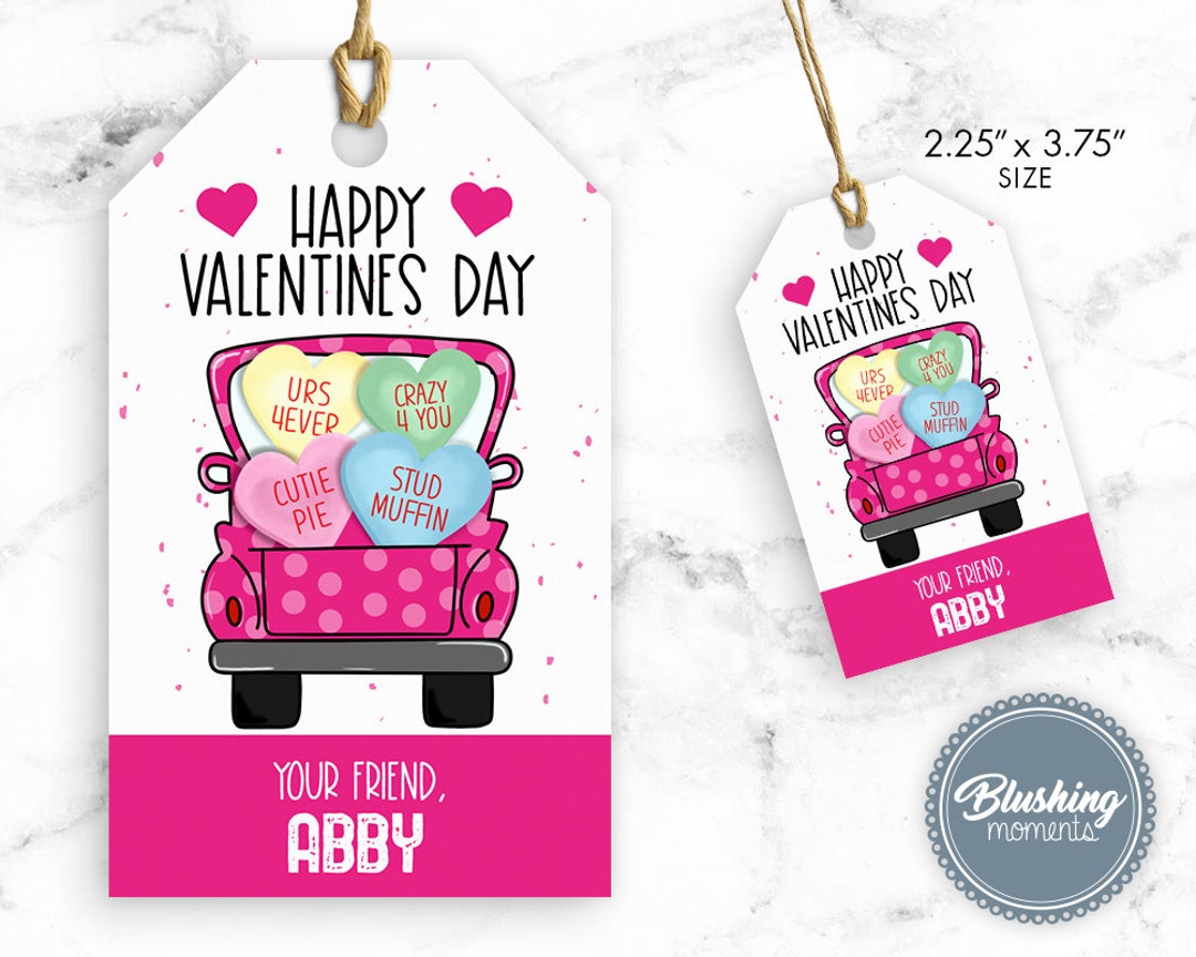 EDITABLE Valentine Favor Tags, Valentines Day Truck Party Gift Tag ...