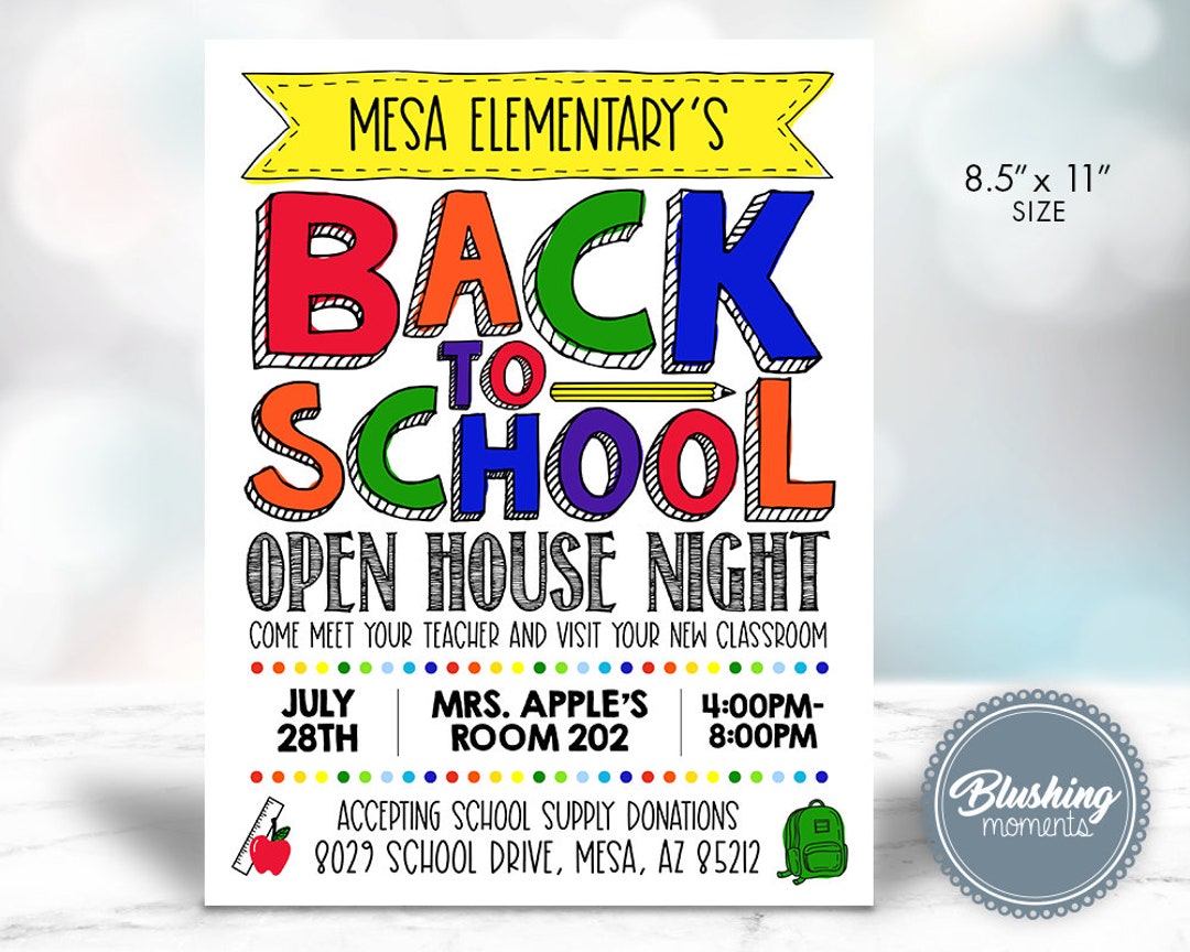 EDITABLE School Flyer, School Open House Poster Sign, PTO Back to ...