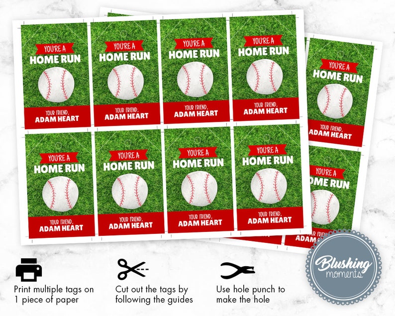 Baseball Valentine's Day Tags Printable Valentine | Etsy