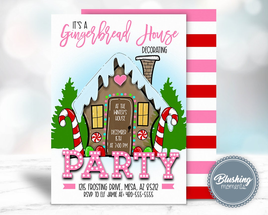 EDITABLE Gingerbread House Decorating Invitation, Christmas Party ...