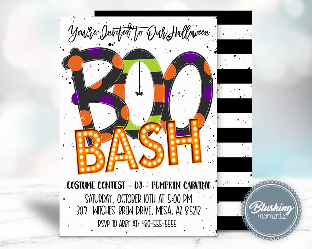 EDITABLE Boo Bash Invitation, Halloween Invitations, Ghost Invite ...