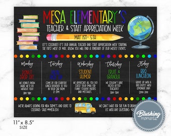 EDITABLE Teacher Appreciation Week Itinerary School Flyer | Etsy
