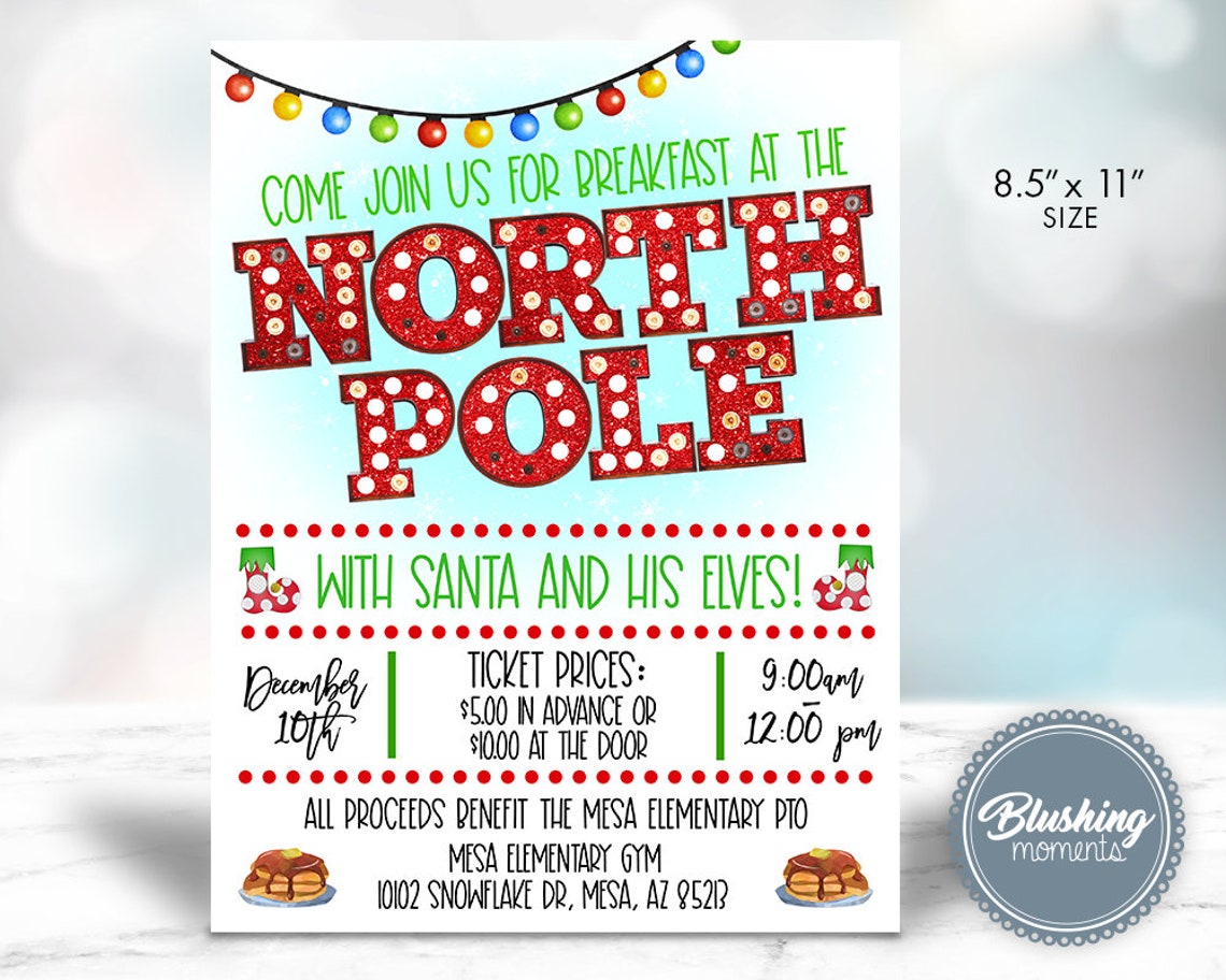 EDITABLE Breakfast at the North Pole Flyer Breakfast With | Etsy