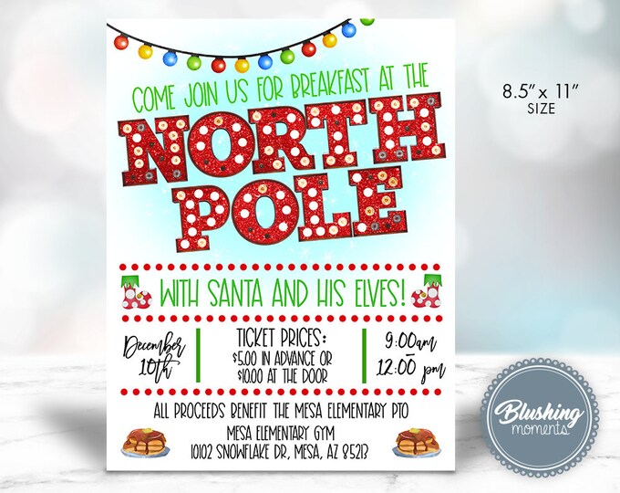 EDITABLE North Pole Polar Express Train Event With Santa Flyer & Ticket ...