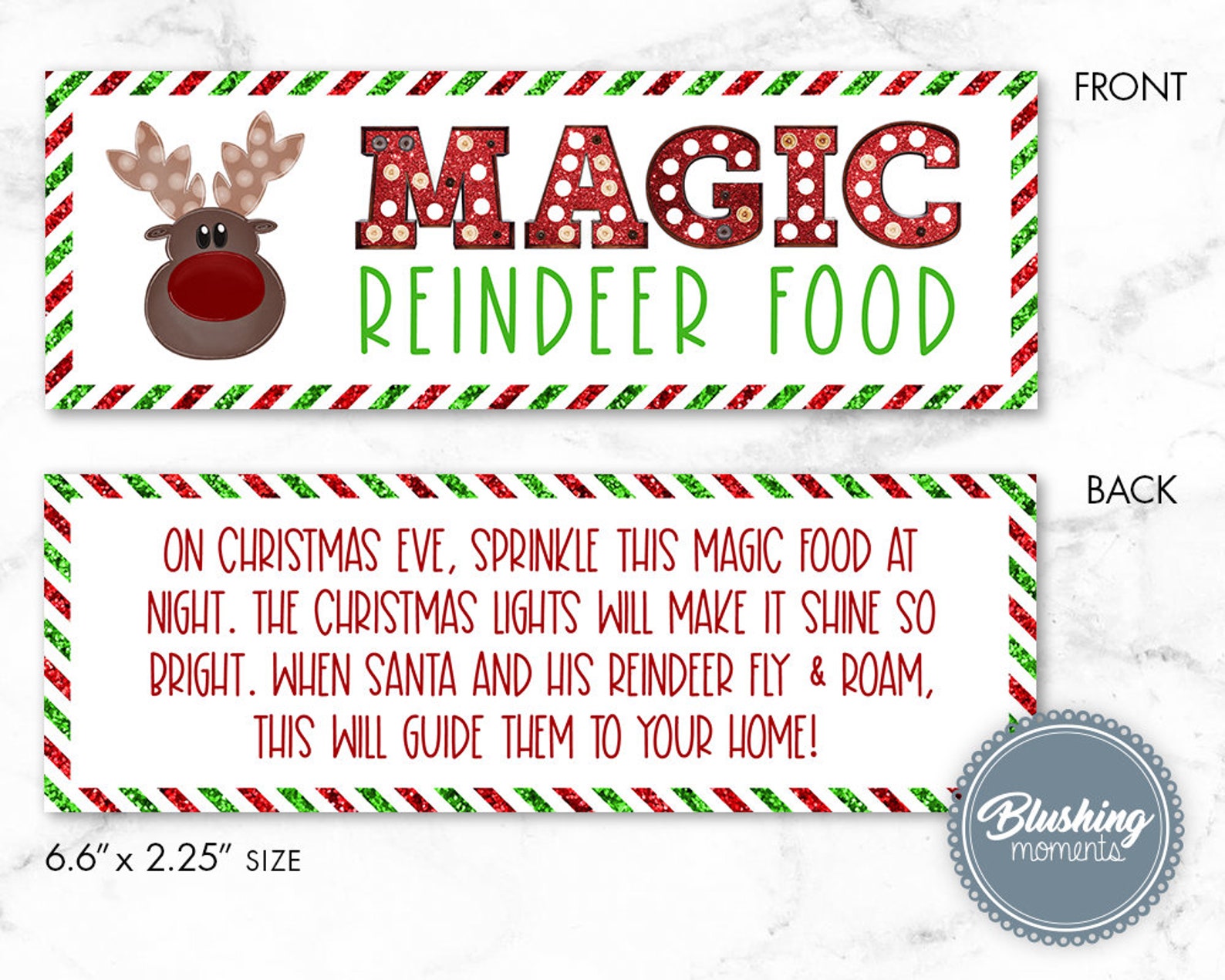 EDITABLE Magic Reindeer Food Treat Bag Topper Christmas Bag | Etsy