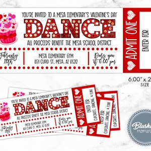 Valentines Day Flyer, Printable School Dance Ticket Invitation ...