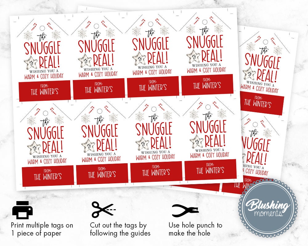 Christmas Gift Tags-the Snuggle is Real-secret Santa-white - Etsy
