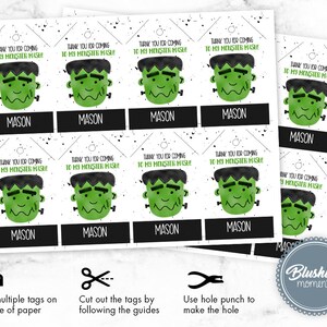 EDITABLE Halloween Monster Thank You Gift Tags, Frankenstein, Halloween ...