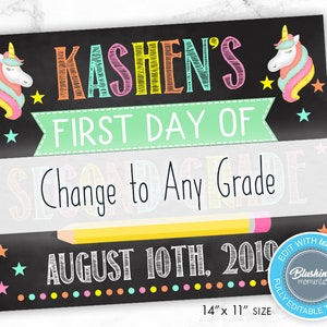 EDITABLE First Day of School Sign, Printable Back to School Sign ...