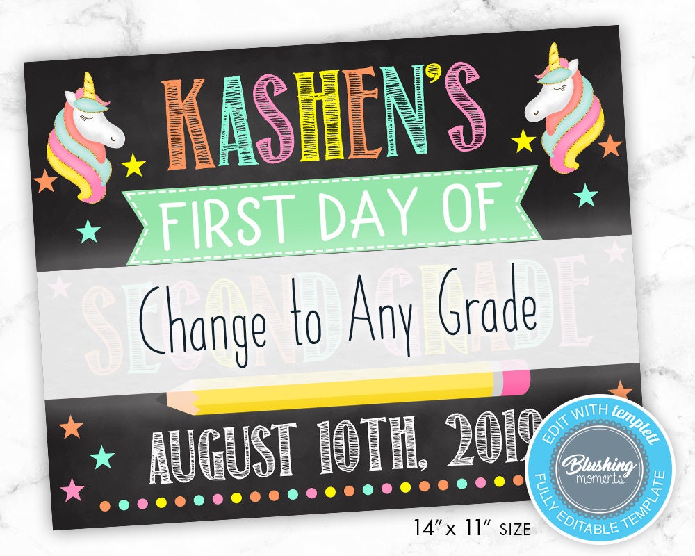 EDITABLE First Day of School Sign, Printable Back to School Sign ...