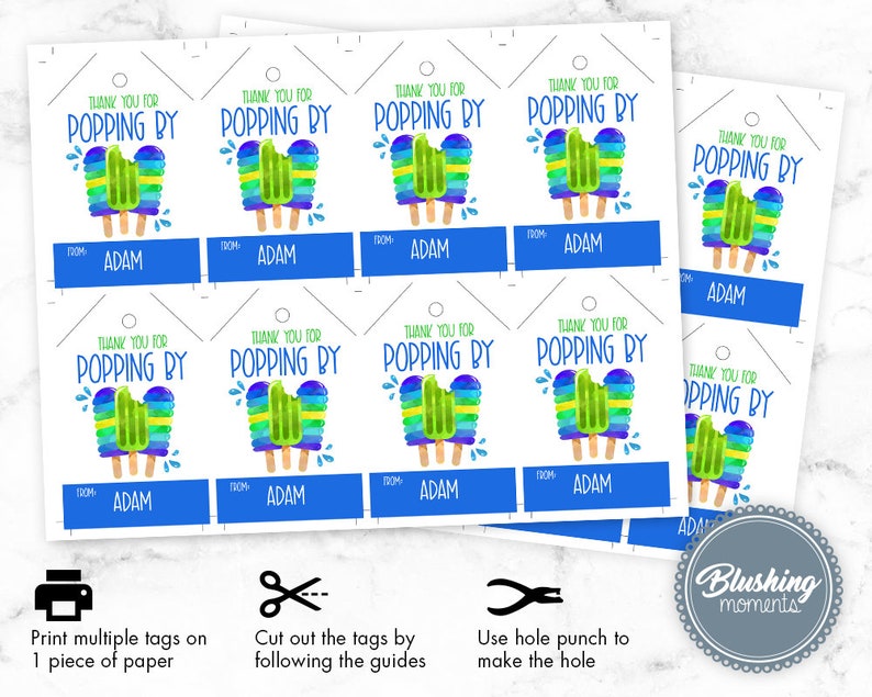 Popsicle Thank You Favor Tags, Pop on Over, Popsicle Party Favor ...