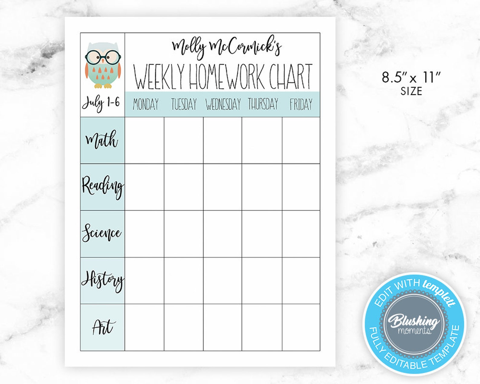 EDITABLE Kids Chore Chart Back to School Planner Weekly | Etsy