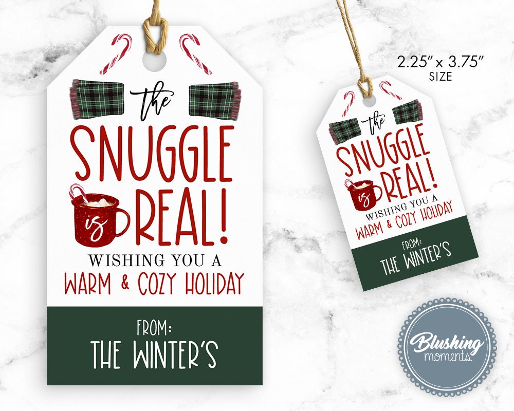Christmas Gift Tags-The Snuggle is Real-Secret Santa-White | Etsy