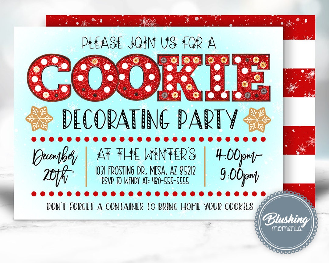 EDITABLE Christmas Cookie Invitation, Cookie Decorating Party, Cookie ...