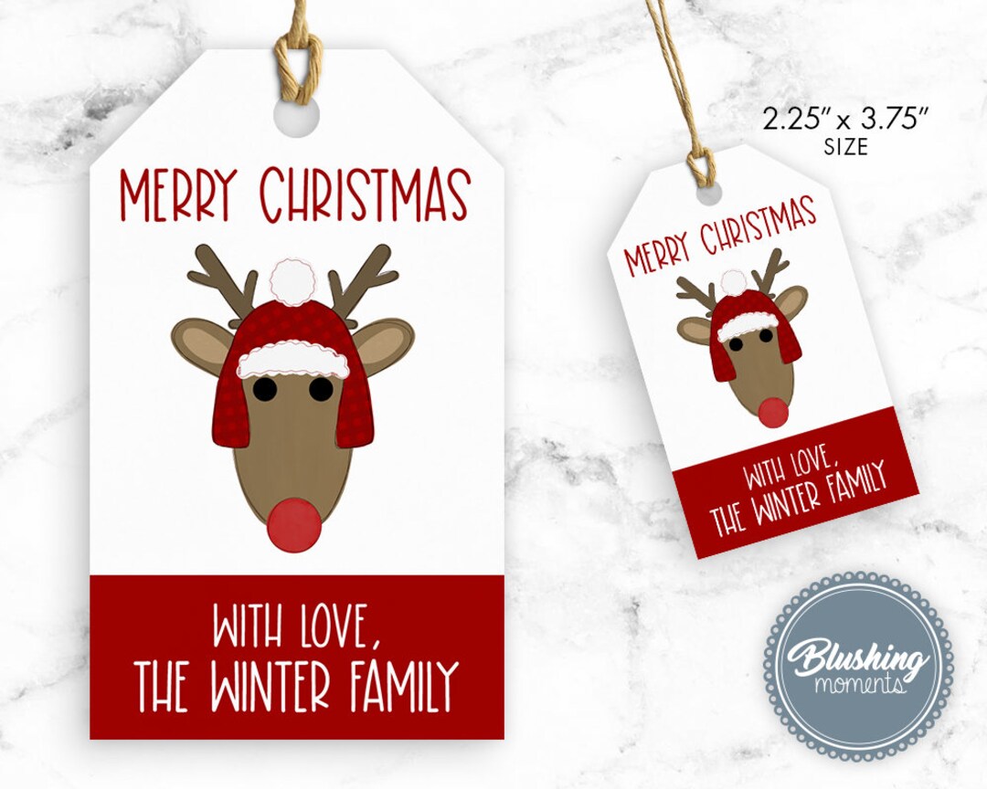 EDITABLE Christmas Hang Tags, Deer Gift Tag, Thank You Tag, Christmas ...