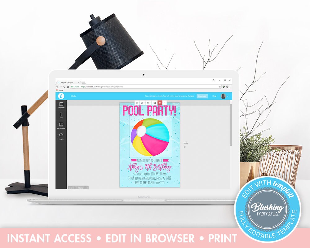 Pink Pool Party Invitation Swimming Birthday Party Invite - Etsy