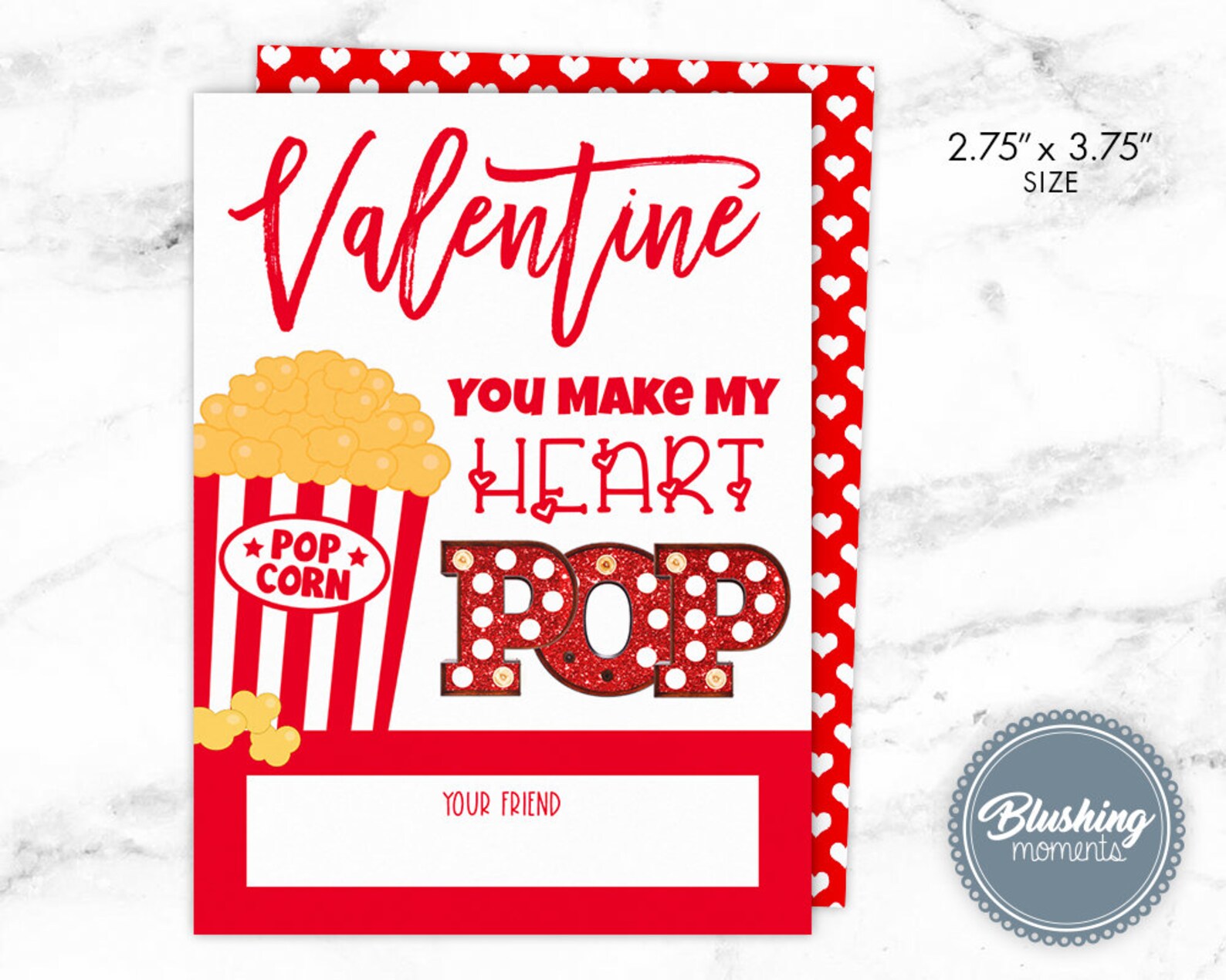 Editable Popcorn Valentine's Day Gift Tag Printable - Etsy