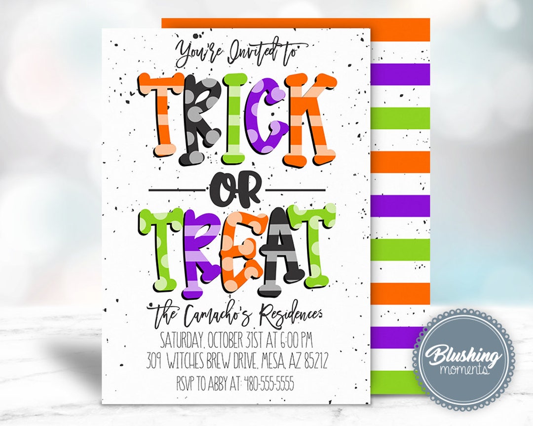 EDITABLE Halloween Invitation, Trick or Treat,halloween Party ...