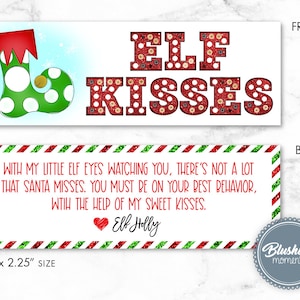 EDITABLE ELF Kisses Treat Bag Topper, Christmas Bag Toppers, ELF Party ...