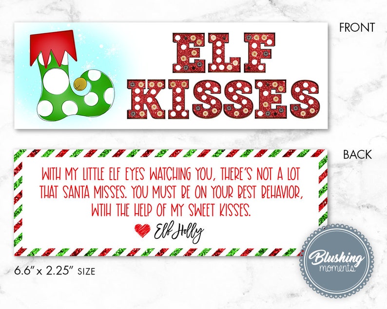 EDITABLE ELF Kisses Treat Bag Topper Christmas Bag Toppers - Etsy