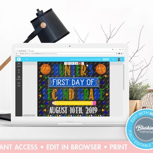 EDITABLE First Day of School Sign, Printable Back to School Sign ...