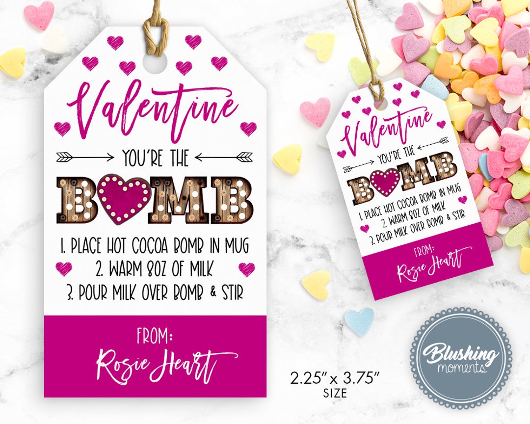 EDITABLE Hot Cocoa Bombs Tags Printable Valentine's Day Tags-your the ...
