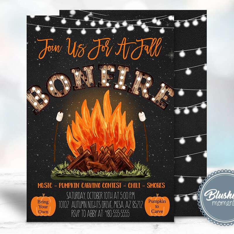 Bonfire Invitation - Etsy