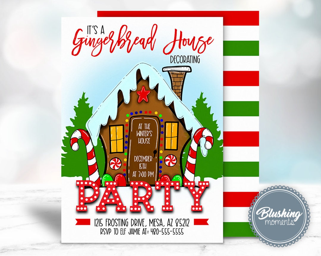 EDITABLE Gingerbread House Decorating Invitation, Christmas Party ...
